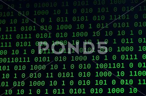 01 or binary data on the computer screen isolated on black background ...