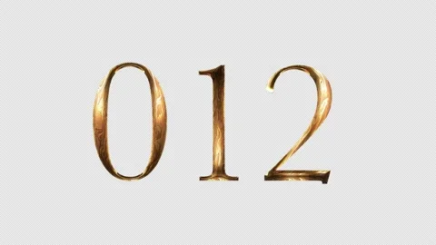 0,1,2 Gold Numbers Font Animation, Alpha... | Stock Video | Pond5