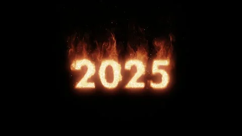 025 is on Fire. New Year 2025 Burning. 2... | Stock Video | Pond5