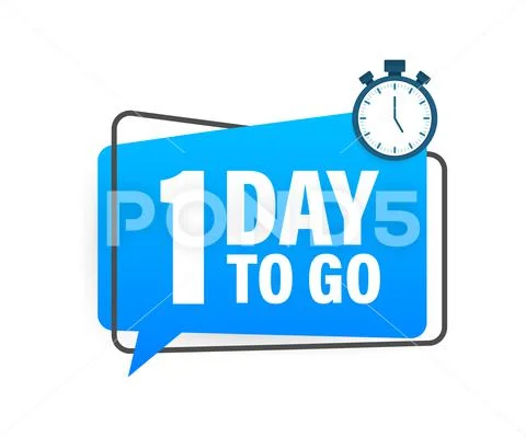 1 Day to go. Countdown timer. Clock icon. Time icon. Count time sale ...