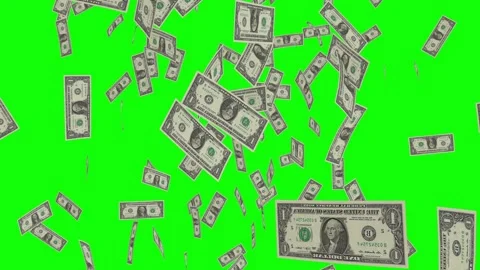1 DOLLAR notes falling Green screen | Stock Video | Pond5