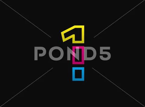 1 number logo, vector desing font .Dynamic cmyk split blue, pink ...