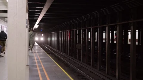 1 Train entering Subway Station and stop... | Stock Video | Pond5