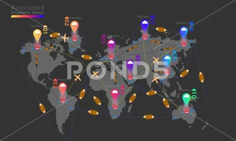 10 associated company factory world map mark point infographic design ...