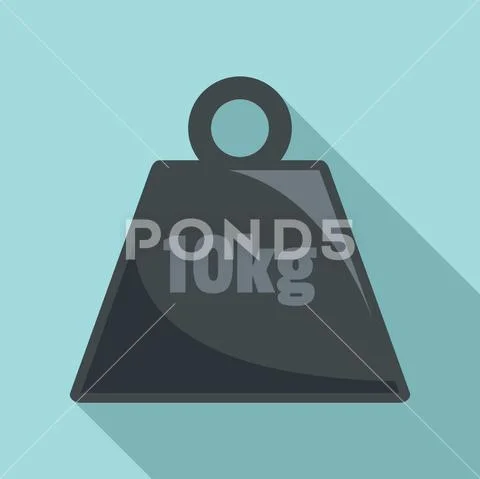 10 kg force weight icon, flat style: Royalty Free #151560446