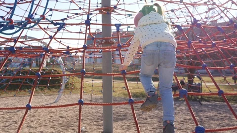 10 Rope web climbing and crawling little... | Stock Video | Pond5