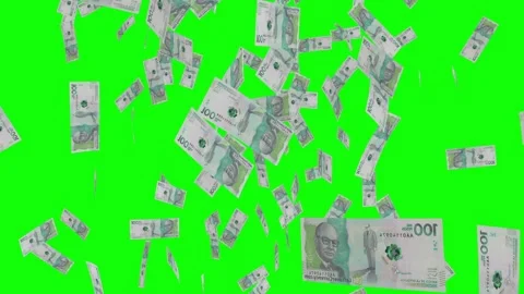 100 COLUMBIAN PESO notes falling Green s... | Stock Video | Pond5