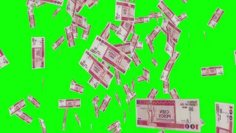 100 CUBAN PESO notes falling Green scree... | Stock Video | Pond5