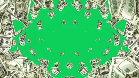 100 Dollar Bills Green Screen. Rain Effe... | Stock Video | Pond5