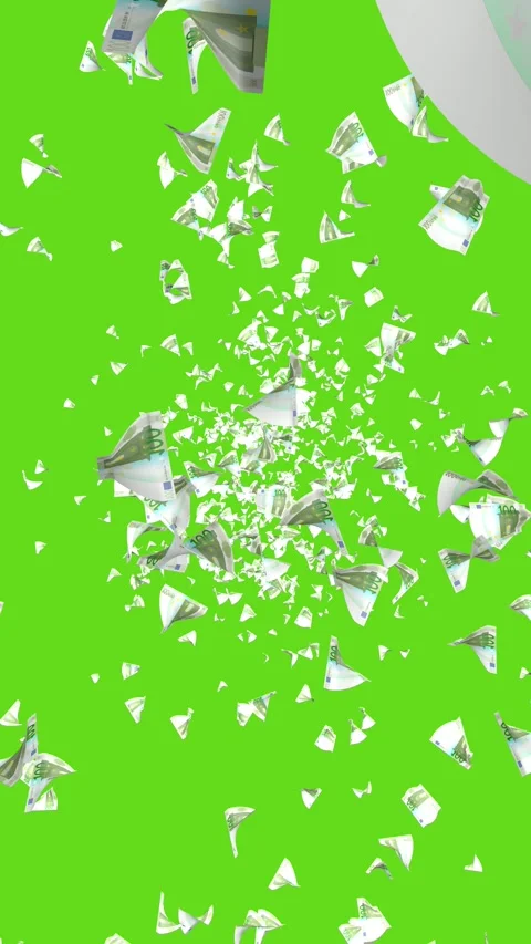 100 Euro bills flying on green screen. | Stock Video | Pond5