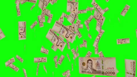 1000 THAI BAHT notes falling Green scree... | Stock Video | Pond5