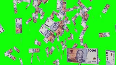 10000 INDONESIAN RUPIAH notes falling Gr... | Stock Video | Pond5