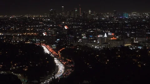 The 101 freeway Hollywood with downtown ... | Stock Video | Pond5