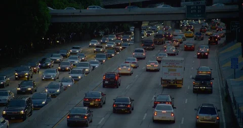 110 freeway at night, downtown, Intercha... | Stock Video | Pond5
