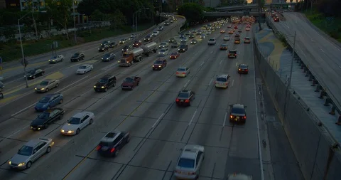 110 freeway at night, downtown, Intercha... | Stock Video | Pond5