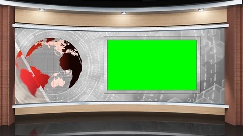 115 HD News TV Virtual Studio Green Scre... | Stock Video | Pond5