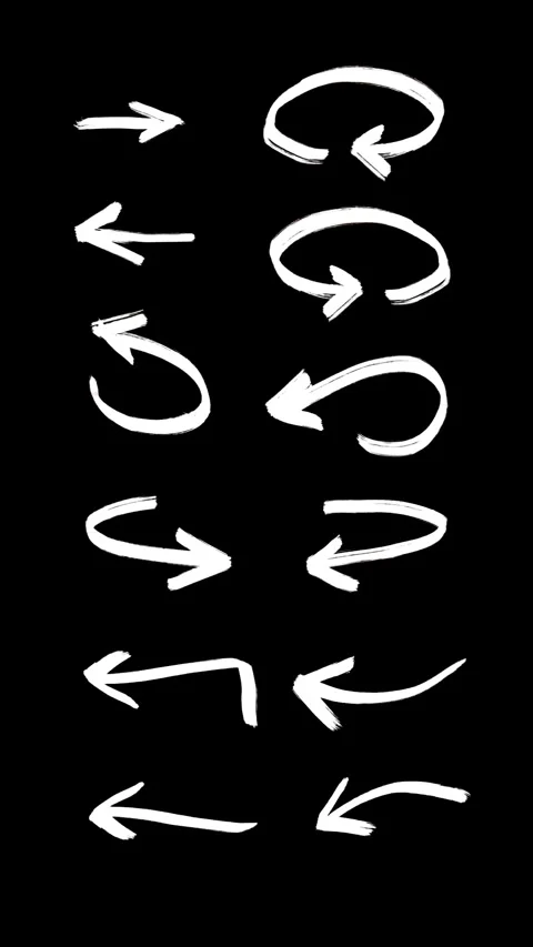 12 animated hand-drawn arrows on black b... | Stock Video | Pond5