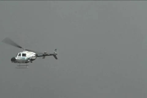 12 State Police helicopter flying in lig... | Stock Video | Pond5