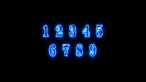 123 Number letters with blue fire flames... | Stock Video | Pond5
