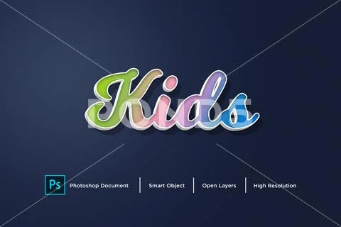 PSD Template: 132 kids text effect Design Photoshop Layer Style #196159057