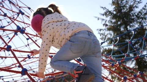 14 Rope web climbing and crawling little... | Stock Video | Pond5