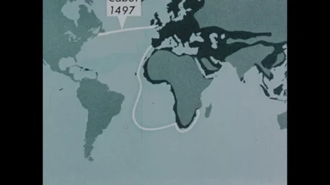 1500s: Global map showing Da Gama route ... | Stock Video | Pond5