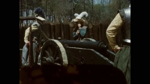 1500s: Soldiers standing around the cann... | Stock Video | Pond5