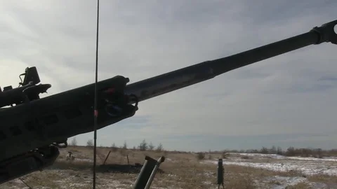 155mm Artillery Howitzer and its rounds ... | Stock Video | Pond5