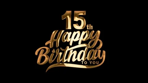 15th Happy Birthday Typography Golden te... | Stock Video | Pond5