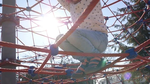16 Rope web climbing and crawling little... | Stock Video | Pond5