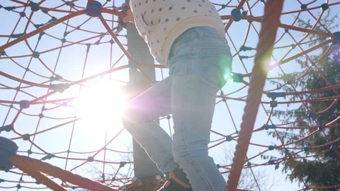 17 Rope web climbing and crawling little... | Stock Video | Pond5