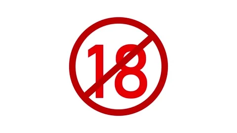18+ not allowed icon animation. Red Proh... | Stock Video | Pond5