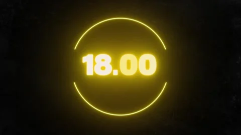 18.00 clock animation text with neon sty... | Stock Video | Pond5