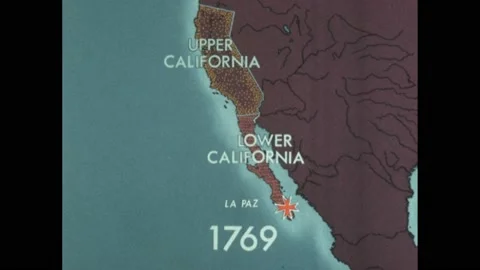 1850s: Map of Lower California 1769, wit... | Stock Video | Pond5