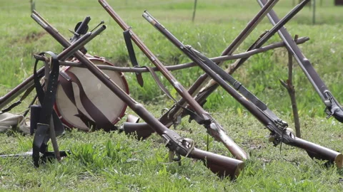 18th Century Flintlock musket - Stacked ... | Stock Video | Pond5