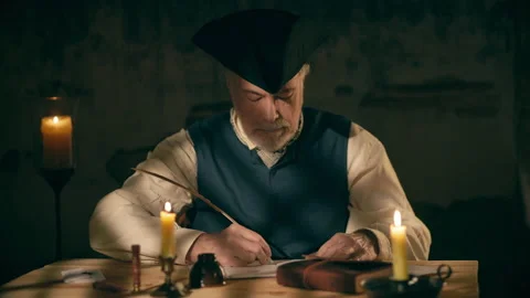 18th century man writing at his desk wit... | Stock Video | Pond5