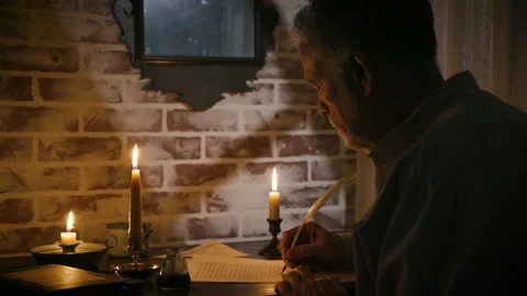 18th century man writing with a quill pe... | Stock Video | Pond5
