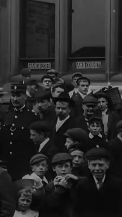 1902 - A panorama shows a crowd of young... | Stock Video | Pond5