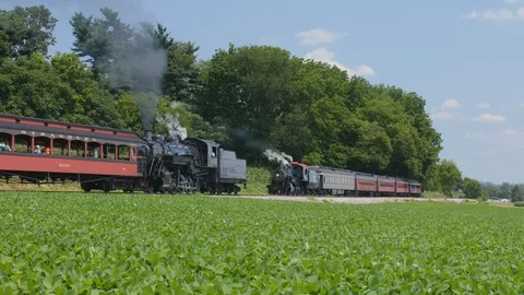A 1910 Steam Engine with Passenger Train... | Stock Video | Pond5