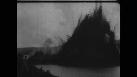 1913 - The Gamboa Dike is blown up durin... | Stock Video | Pond5
