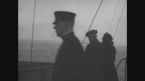 1918 - A fleet of ships surround the lin... | Stock Video | Pond5