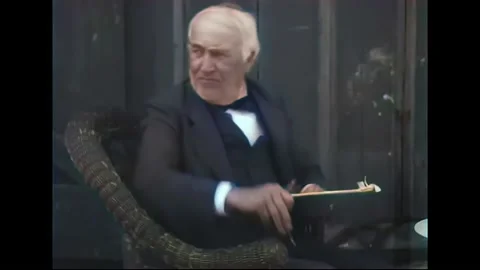 1918 - Thomas Edison sitting in a chair | Stock Video | Pond5