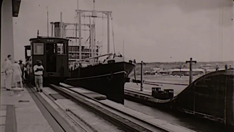 1920s Cargo Ship Moving Through Panama C... | Stock Video | Pond5