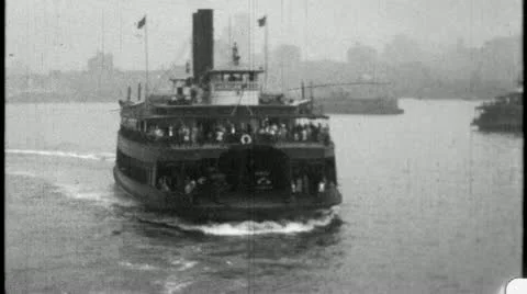 1920s NEW YORK Harbor Ferry Staten Islan... | Stock Video | Pond5