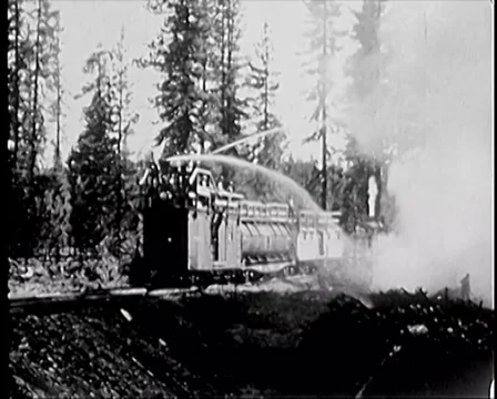 1928 - Fire Fighting Train Forest Fire | Stock Video | Pond5