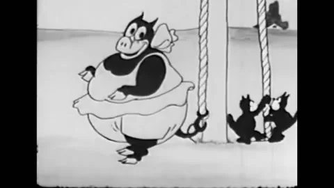 1929 - In this animated film, a hippo is... | Stock Video | Pond5