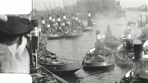 1930s 1940s Port Harbor Shipyard Hamburg... | Stock Video | Pond5