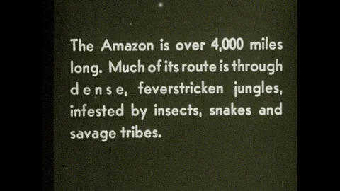 1930s: Caption describes Amazon river. ... | Stock Video | Pond5
