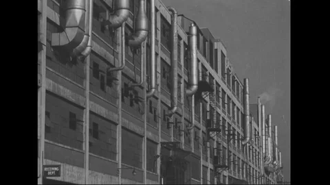 1930s - The exterior of a large factory ... | Stock Video | Pond5