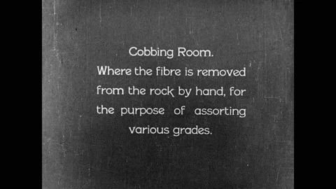 1930s: Intertitle "Cobbing room. Where t... | Stock Video | Pond5